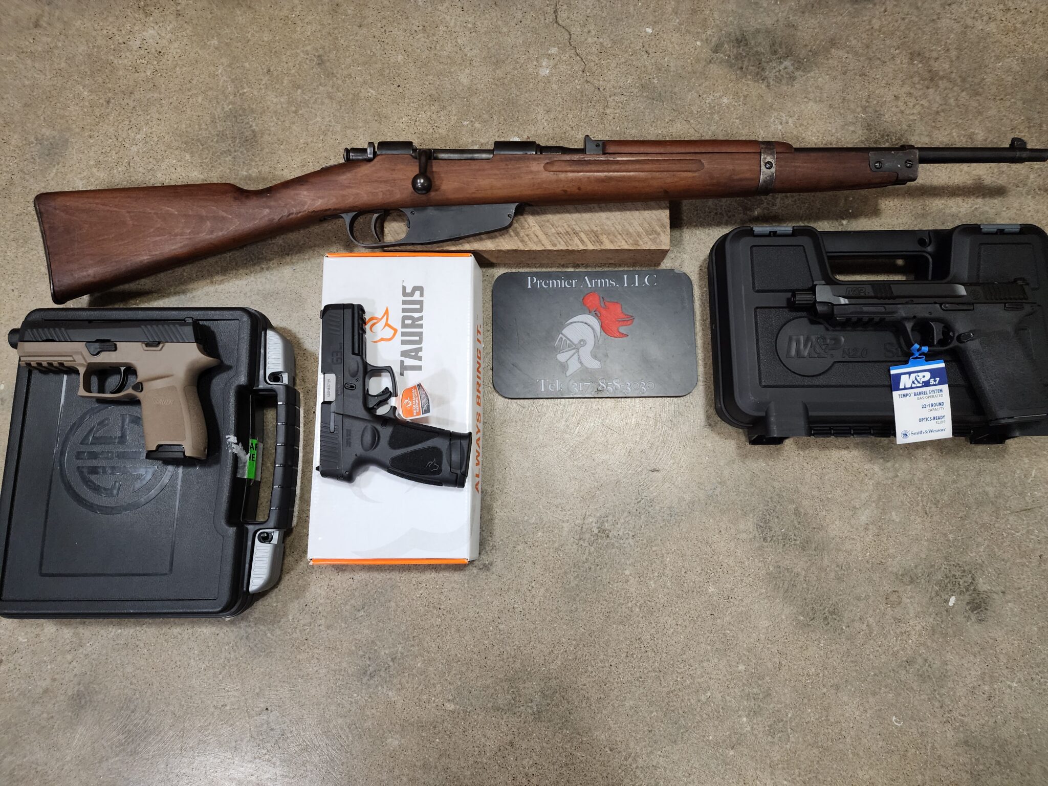 Italian M38 Carcano, Smith & Wesson 57, Taurus G3, Sig Sauer P320F ...