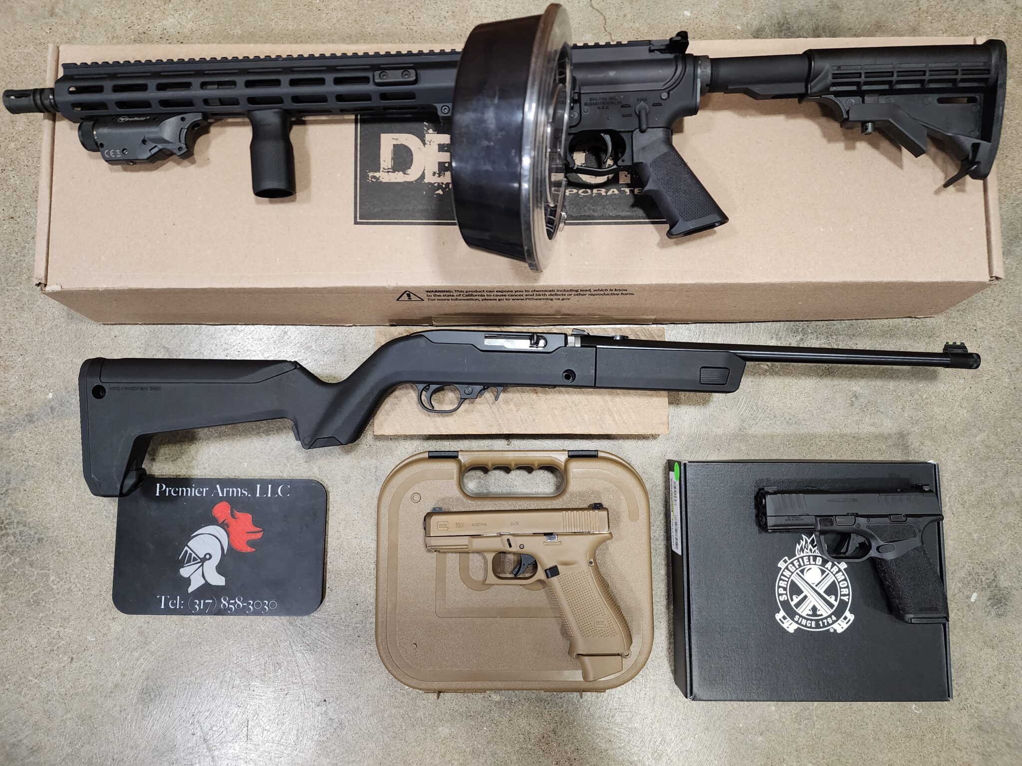 Del-Ton DTI-15, Ruger 10/22TD, Springfield Hellcat Pro OSP, Glock 19X ...