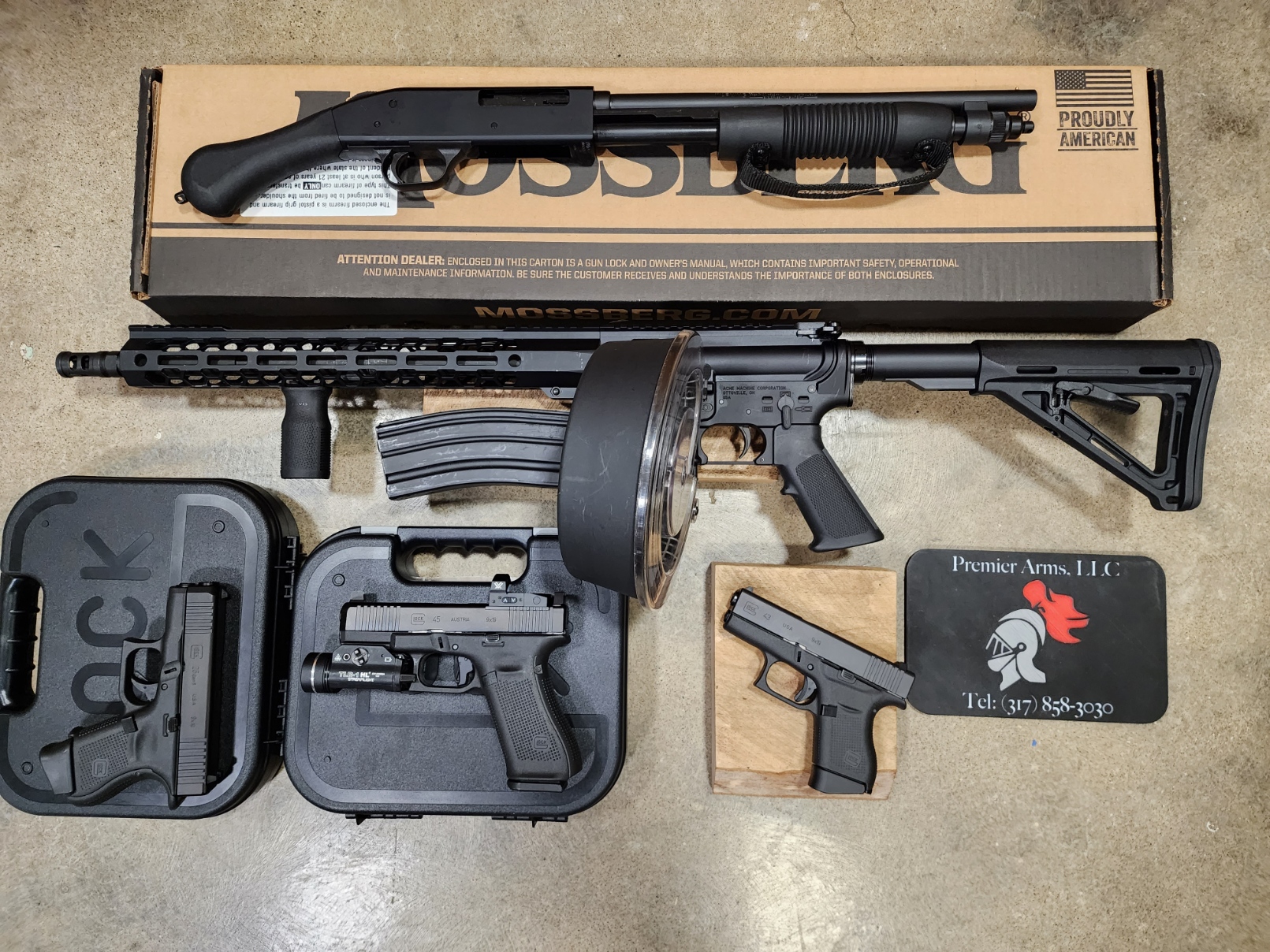 Mossberg 590 Shockwave, ACME Machine AM-15, Glock 43, Glock 45 MOS ...