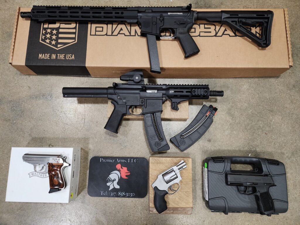 Diamondback DB9R, Smith & Wesson M&P15-22P, Sig Sauer P365X, Smith ...